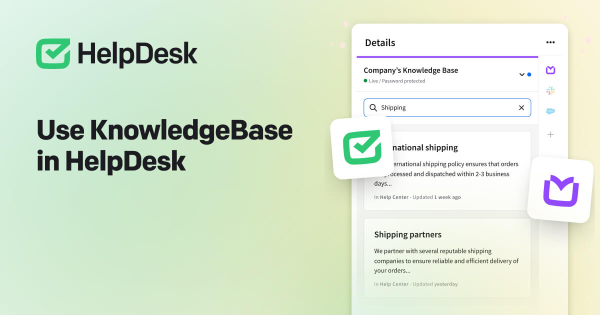 KnowledgeBase integration with HelpDesk
